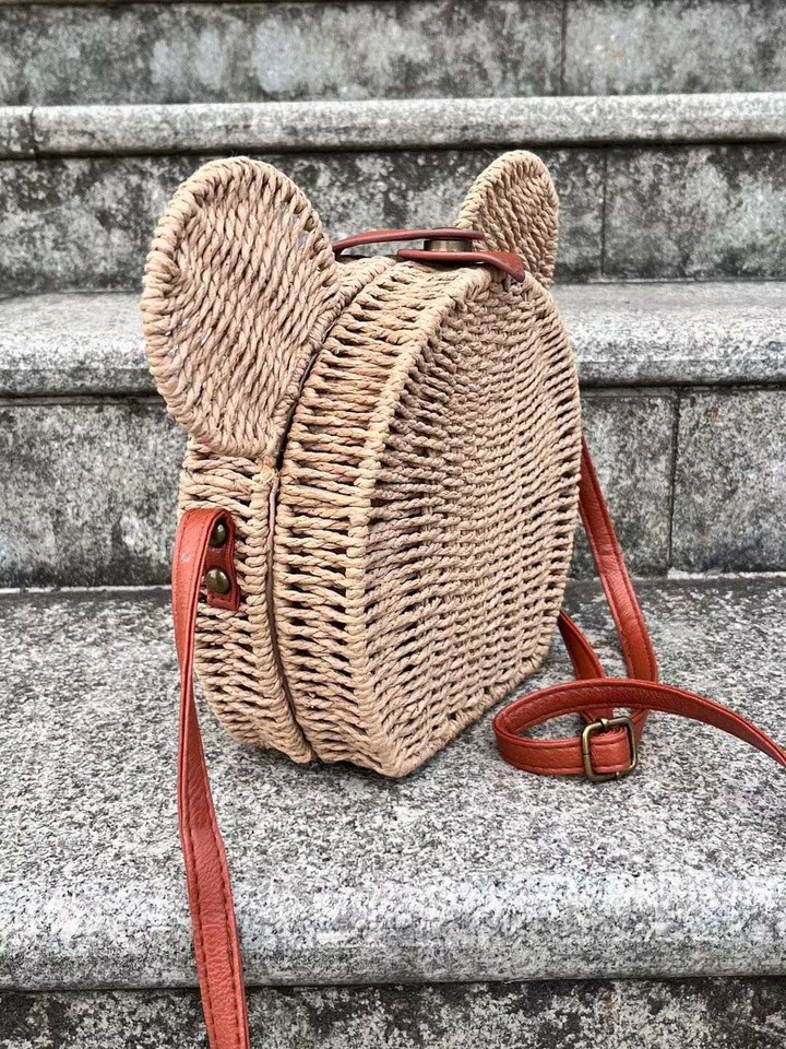 New Mickey Mouse Rattan Straw Crossbody Bag with Strap | eBay