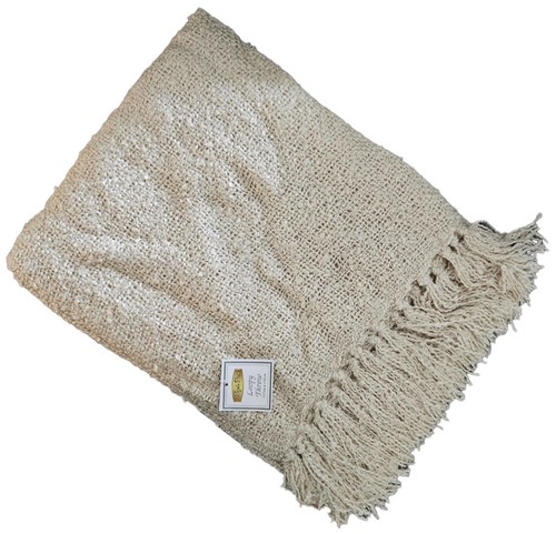 Hyde Park Loopy Ivory Tassel Throw Blanket. Acrylic. 127x152cm. Machine ...