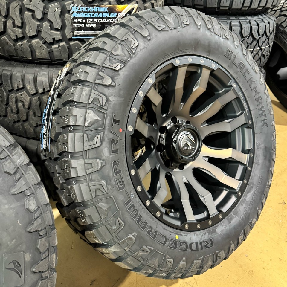 5) 20x10 Fuel D674 Blitz Black Wheels 35" RT Tires 5x5 Jeep Wrangler JK ...