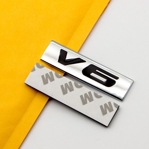 2x Chrome Black Coated V6 Engine Metal Logo SUV Emblem Door Trunk 3D ...