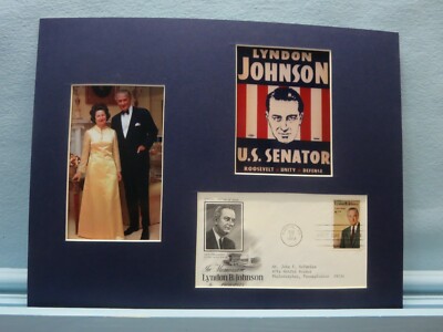 Lady Bird Johnson & Lyndon Johnson plus campaign poster & First day ...