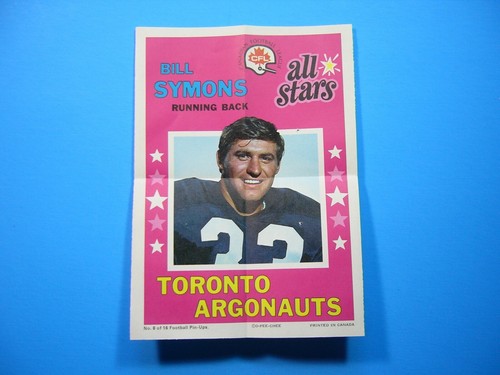 1971 O-PEE-CHEE CFL FOOTBALL CARD INSERT POSTER #8 BILL SYMONS SHARP ...