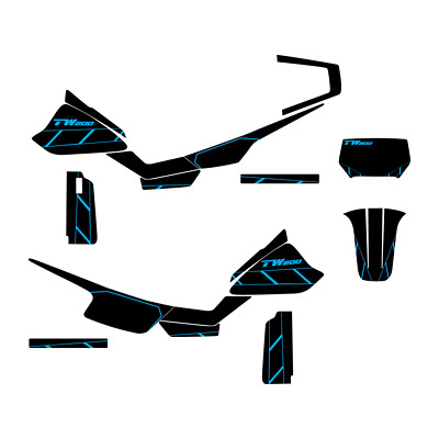 TW200 Graphic Kit Retro Black/Cyan Blue TW 200 Graphics 87-23 | eBay
