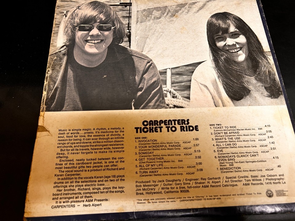 Carpenters Ticket To Ride SP-4205 12" Vinyl 33 1/3 ROCK Record | eBay