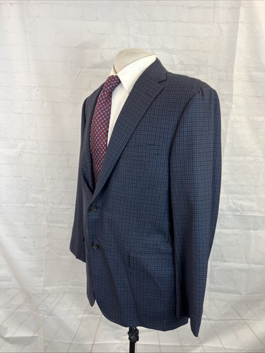 Hickey Freeman Men's Dark Navy Blue Plaid Wool Blazer 42R $1,495 | eBay