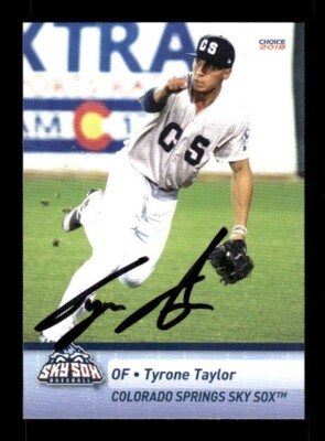 TYRONE TAYLOR SIGNED 2018 CHOICE COLORADO SPRINGS SKY SOX ON-CARD AUTO ...