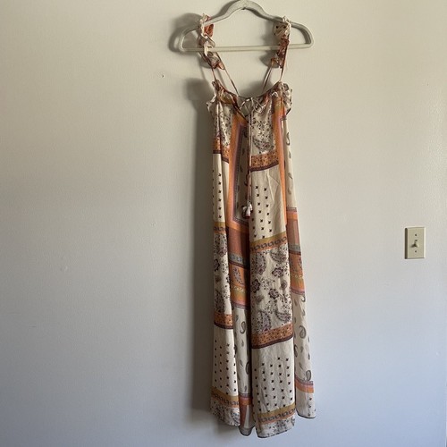 Zara Women XXS Paisley Patchwork Print Boho Ruffle Strappy Tasseled ...