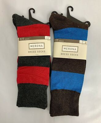Merona Mens Blue Red Striped Dress Socks Sz 6-12 NEW 2 Pairs | eBay