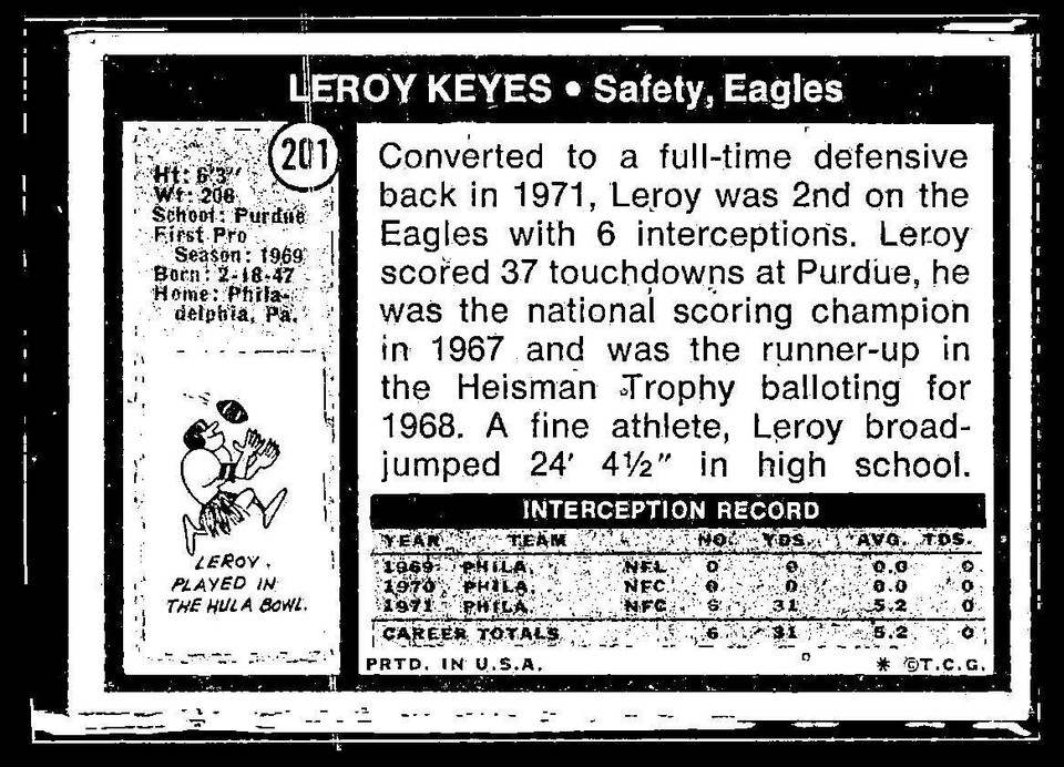 1972 Topps #201 Leroy Keyes VG | eBay