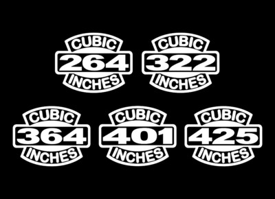 2 NAILHEAD V8 DECALS 264-322-364-401-425 CUBIC INCHES CID EMBLEMS ...