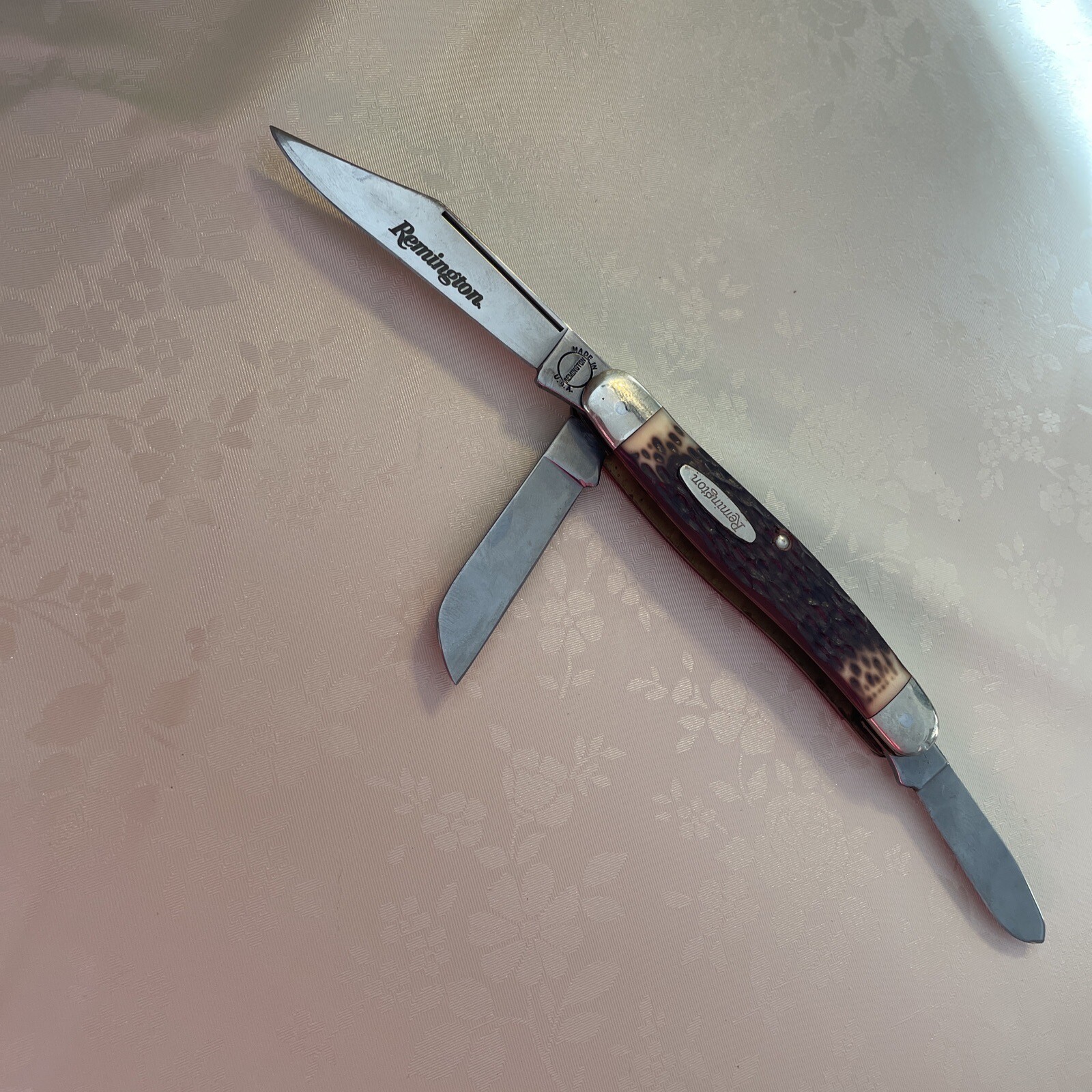 Vintage Remington Pocket Knife /3 Folding Blade Stockman W/Stag Handle ...