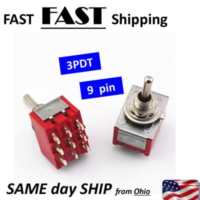 3PDT Mini Toggle Switch ON-ON 9 Pin Red Latching MTS-302 | eBay