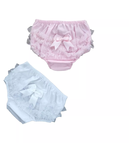 Baby Girls Frilly Pants Knickers Nappy Covers Soft Touch Bow Age 0 - 18 ...