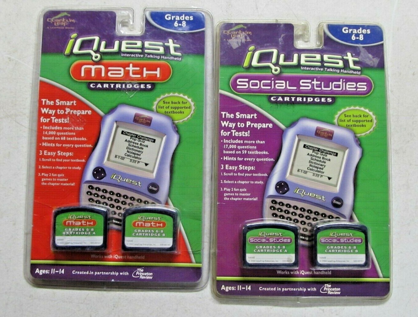 Quantum Leap iQuest Math and Social Studies Game Cartridges Grades 6-8 ...