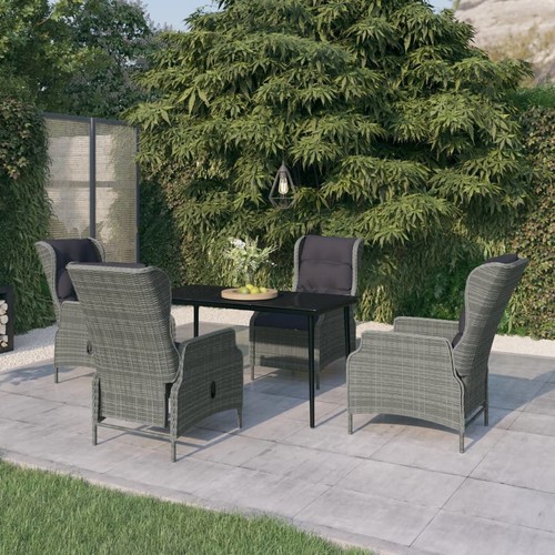 Modern Outdoor Dinner Set 5 Pcs Rattan Dining Table Reclining Chair ...