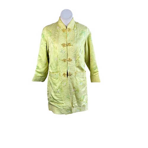 Vintage Chinese Lemon Yellow Mandarin Quilted Brocade Frog Closure ...