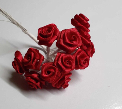 Ruby Red Ribbon Rose Flower Spray Cake Decoration Wedding Birthday ...