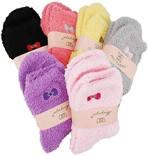 6Pairs Women Ladies Soft Fluffy Bed Socks Winter Warm Lounge Slipper ...