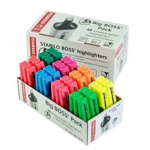 Highlighter - STABILO BOSS ORIGINAL - Big BOSS Pack of 48 - 8 x ...