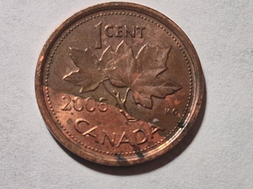 2006 Canadian Penny No Mark Non Magnetic Broken Copper Outside Layer ...