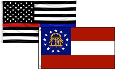 3x5 USA Thin Red Blue Line Georgia State 2 Flag Wholesale Set Combo 3 ...