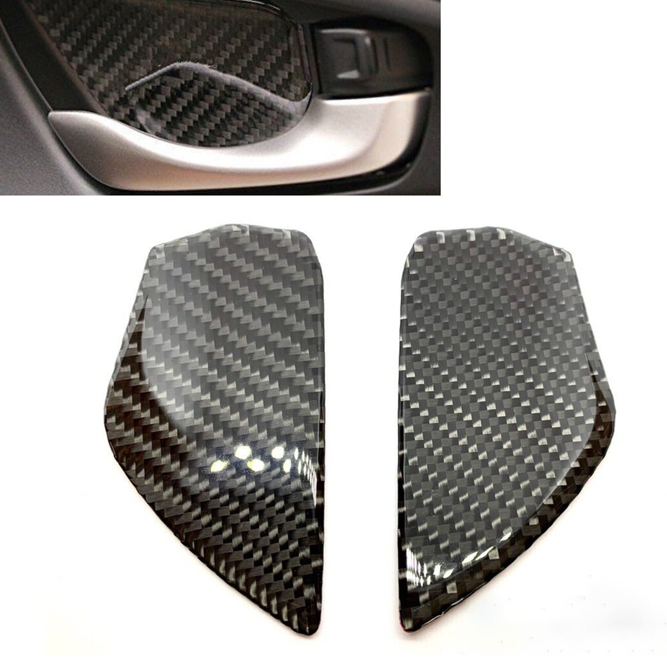 Real Carbon Fiber Interior Door Opener Handle Bowl Trim Fits 16-20 ...