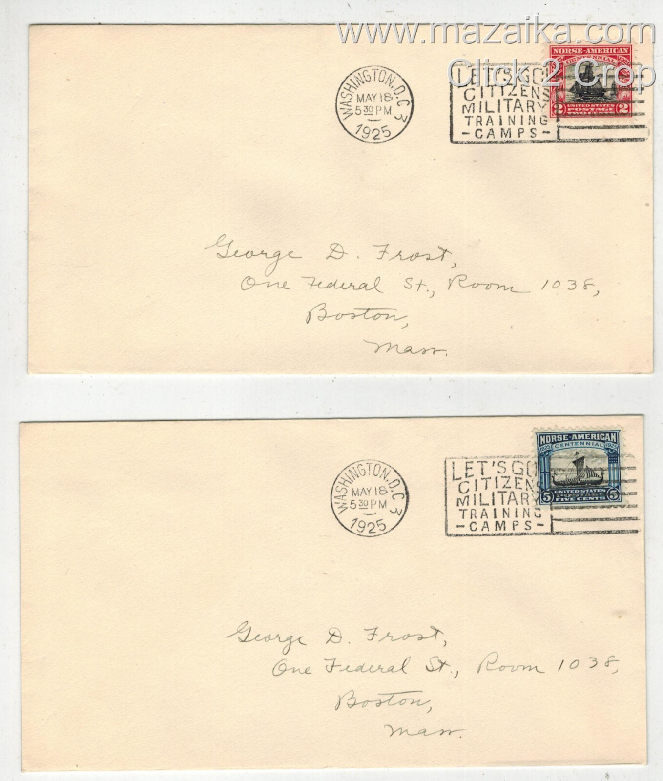 1925 EARLY VINTAGE FDCs MATCHED SET OF 2 NORSE AMERICAN VIKING SHIP ...