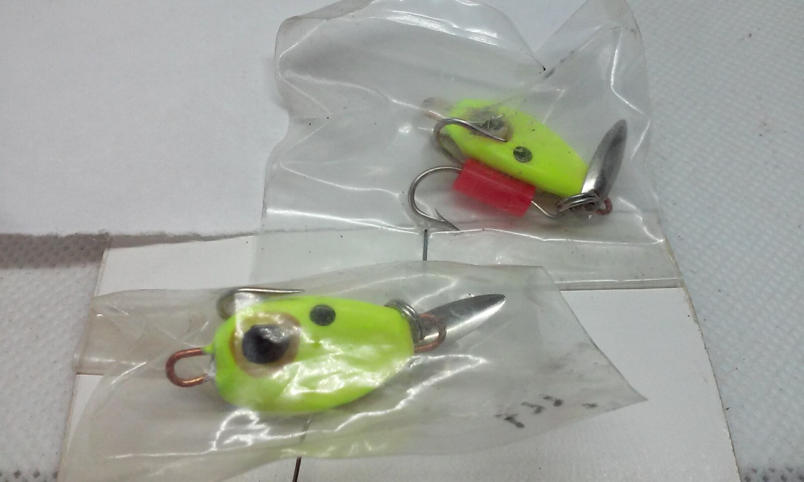 Vtg Joe's Lures Slab SPOON Chartreuse 3/4" Jigging Spoon 1/4oz lure LOT ...