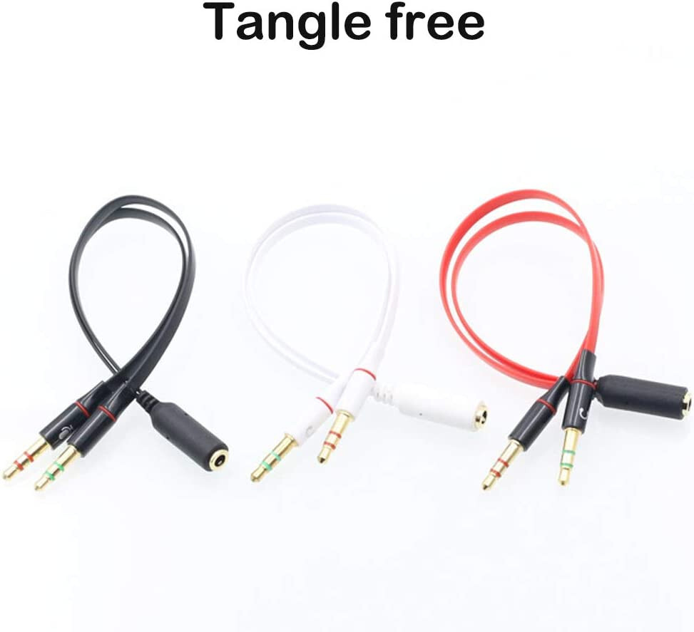 Premium 3.5mm TRRS Female to 2 TRS Male Adapter Cable Audio Mic Combine ...