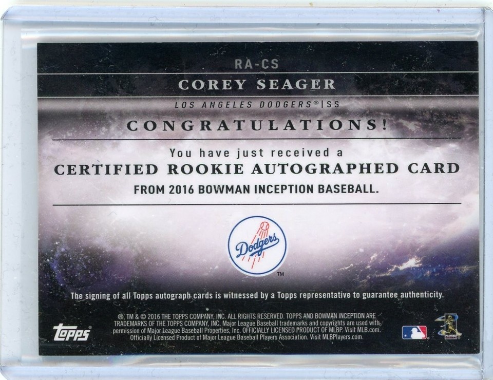2016 Bowman Inception Rookie Autograph #RA-CS Corey Seager | eBay