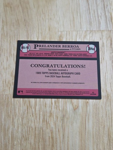 2024 Topps PRELANDER BERROA 1989 35th Anniversary Autograph #89BA-PBE ...