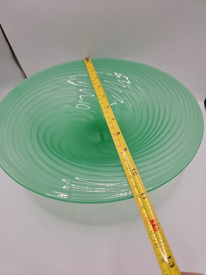 Vintage Green Opaque Depression Uranium Glass White Foot Vowl Swirl ...