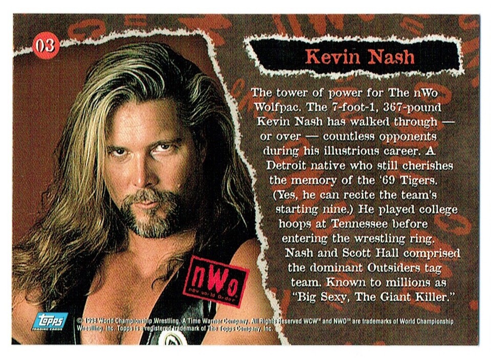 1998 Topps WCW Kevin Nash #3 Wrestling Card NM-MT nWo NWA WWE WWF ...