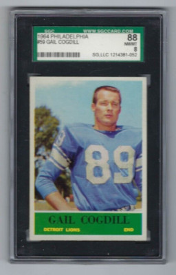 1964 Philadelphia football card #59 Gail Cogdill Detroit Lions graded ...
