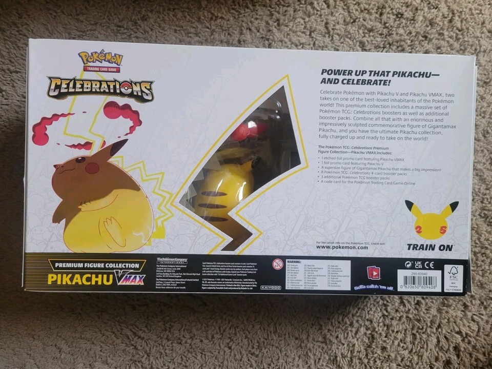 Pokémon TCG Celebrations Premium Figure Collection Pikachu VMAX Box ...