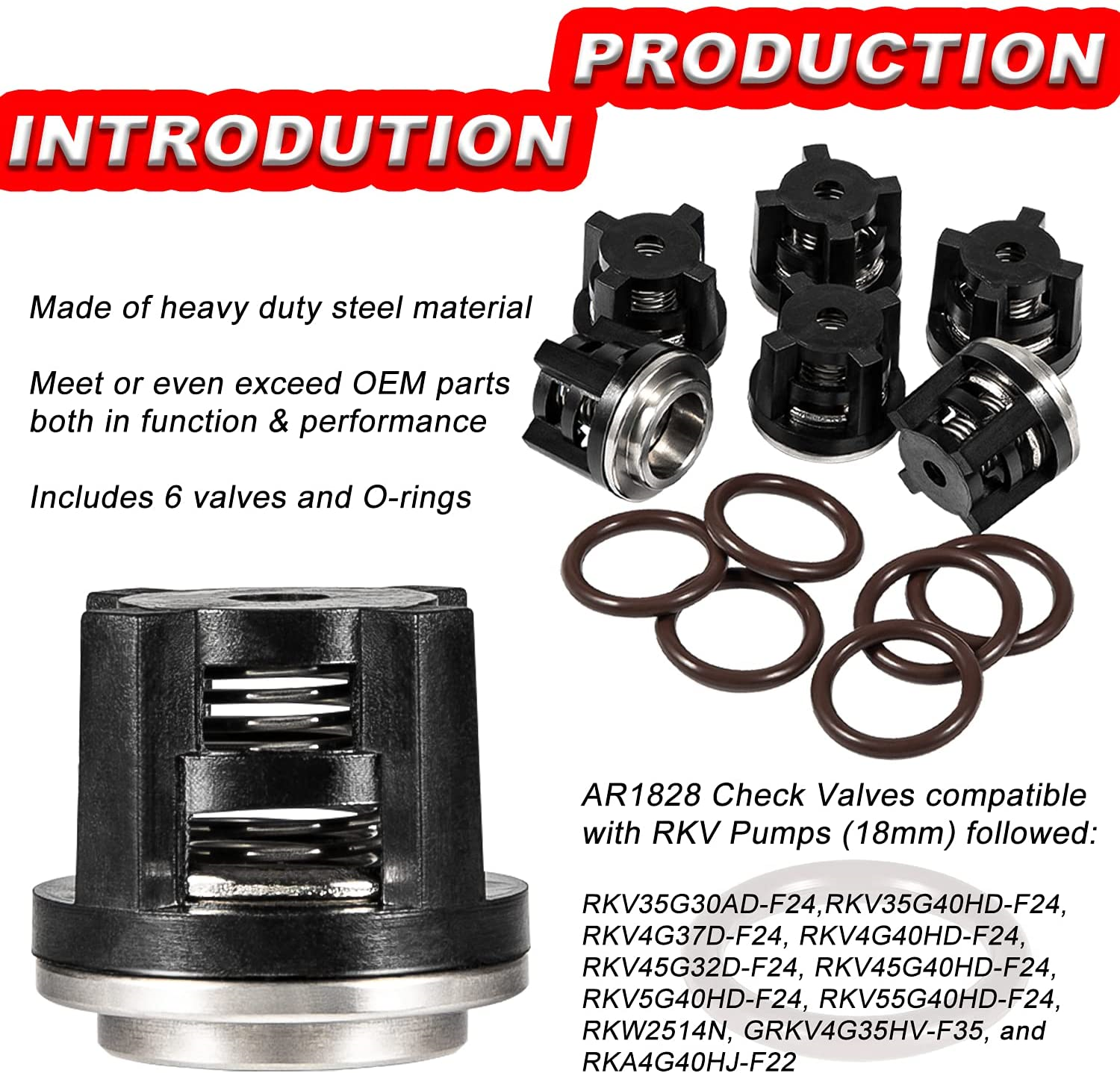AR1828 Check Valve + AR1857 Packing Kit for Annovi Reverberi 18mm XR RK ...