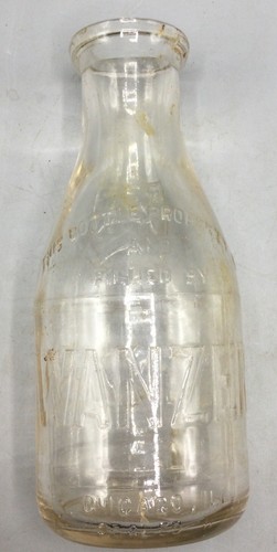 Vintage Wanzer, Chicago Illinois Clear Glass Quart Milk Bottle Embossed ...