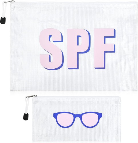 2PCS SPF Makeup Bag Clear Zippered SPF Bag Cosmetic Pouch Waterproof ...