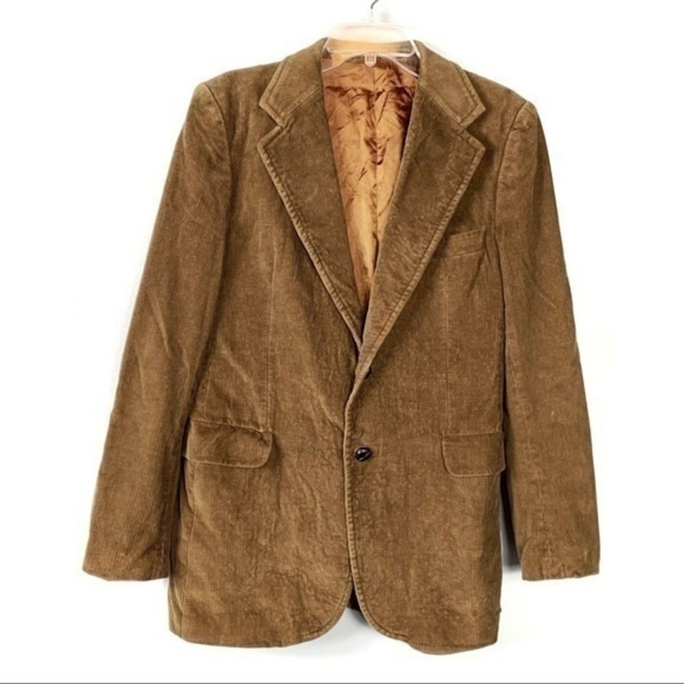 Vintage 70s Kmart Tan Corduroy Blazer Jacket Brown Retro Academia Size ...