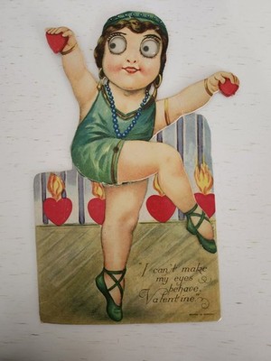 Vintage Valentine Card Mechanical Flapper Google Eyes Move Germany ...