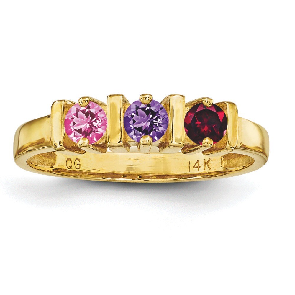 Mothers Ring 14K Solid Gold 1 to 6 Round Birthstones, Mother Day Rings ...