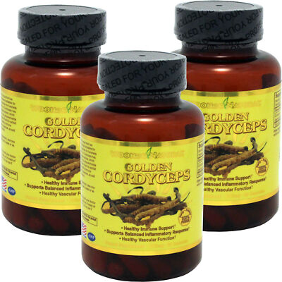 3x Golden Cordyceps Sinensis Immune Support 60 Cap 100% Premium Purity ...