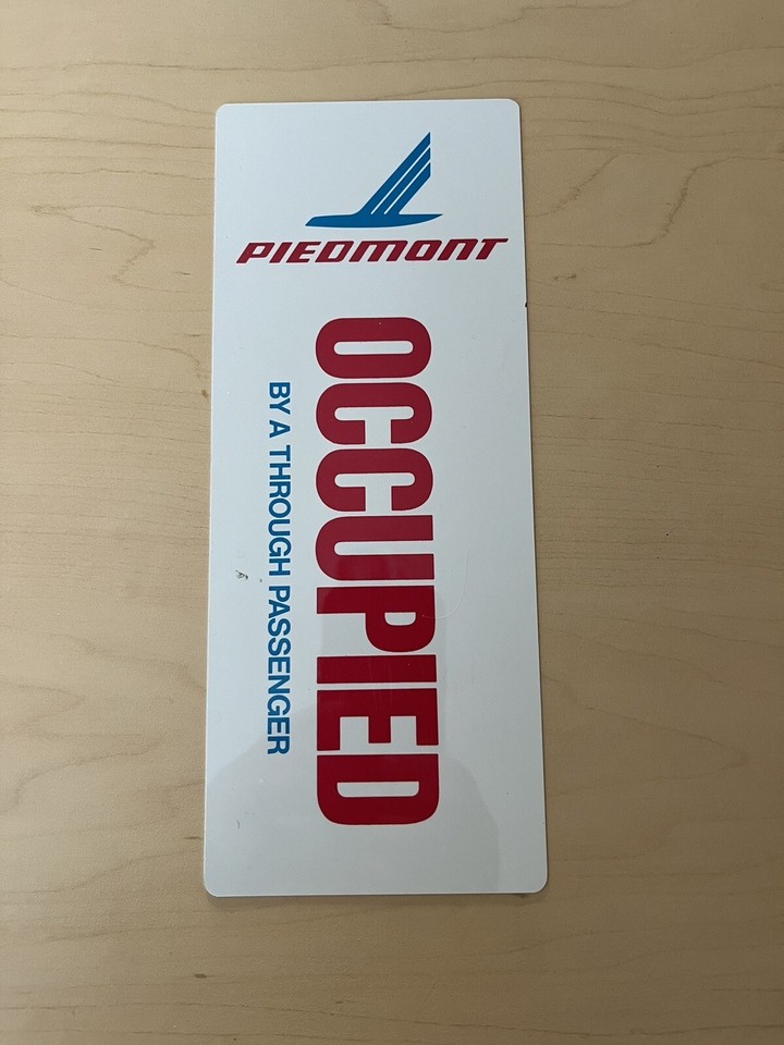 VINTAGE Piedmont AIRLINES Airplane OCCUPIED Seat Plastic Sign Card | eBay