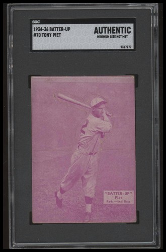 1934 BATTER-UP TONY PIET 70 VG PINK R318 SGC A BASEBALL CINCINNATI REDS ...