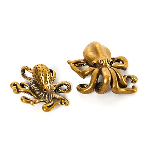 Small Octopus Statue Metal Brass Tea Pet Table Ornament Lucky Home ...