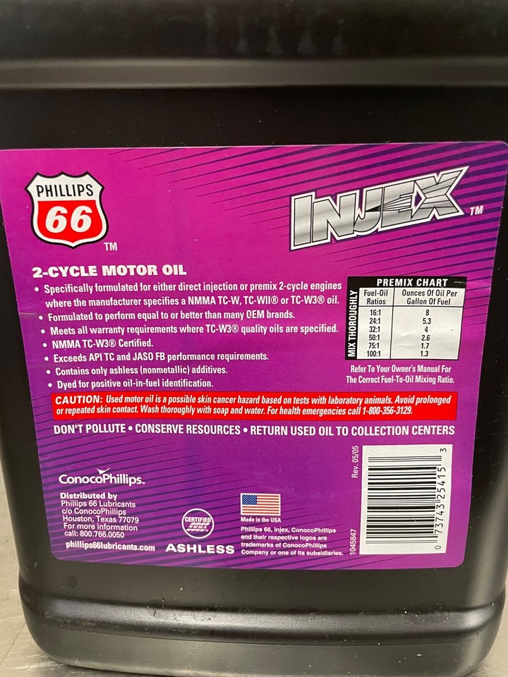 New Phillips 66 Injex TC-W3 2 Cycle Motor Oil 1 Gallon | eBay