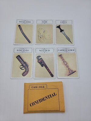 Clue Board Game Replacement Parts 6 Weapon Cards Confidential File ...