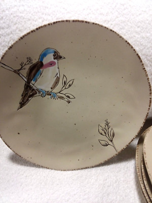 Spectrum BLUEBIRD DINNER PLATES Spring Bird Robin SET 4 inHomeStylez ...