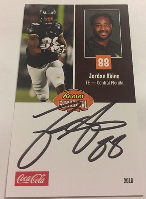 Jordan Akins 2018 Signed Senior Bowl Football Card Central Florida | eBay
