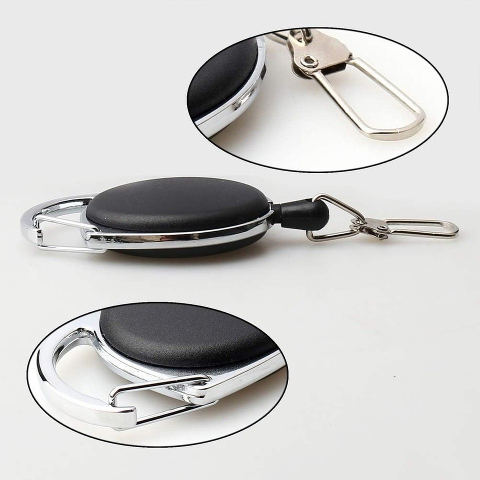 5 Retractable Key Chain Heavy Duty ID Card Fob Lot Belt Clip Lanyard ...
